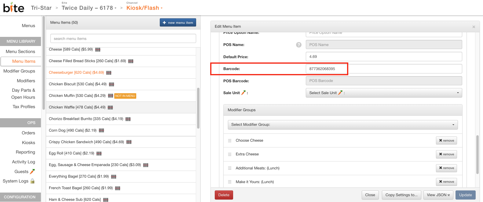 QR codes with PLUs/barcodes in receipts – Bite Kiosk