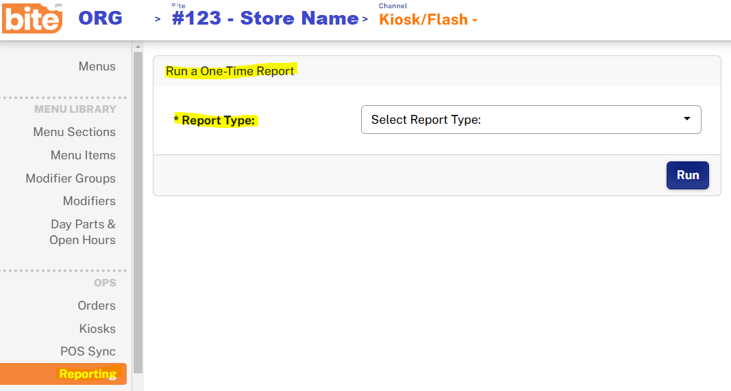 Generating One-Time Reports & Setting up Report Schedules – Bite Kiosk