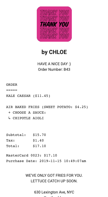 Receipt Configuration – Bite Kiosk