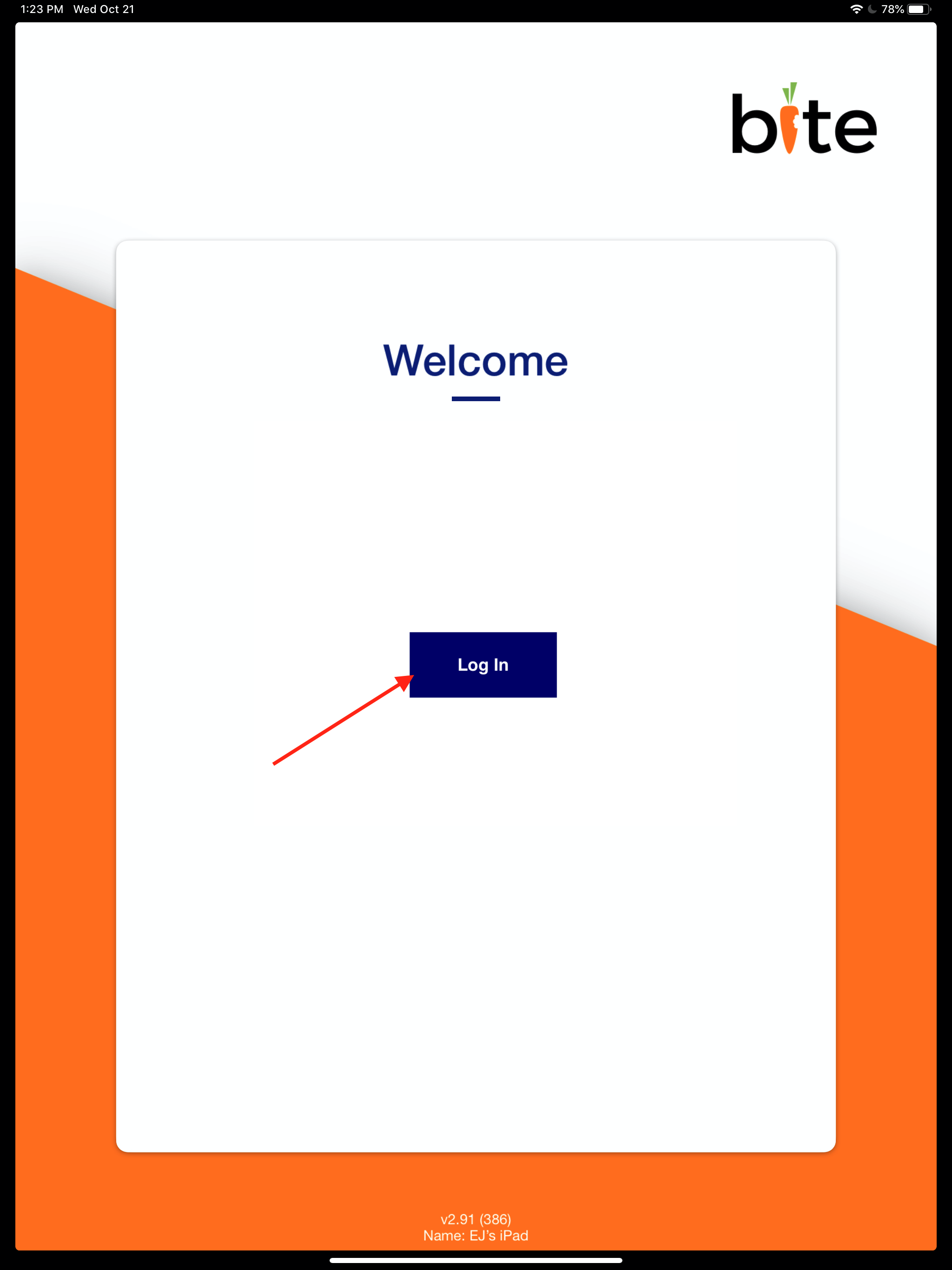 Getting to the "Configure Kiosk" screen – Bite Kiosk
