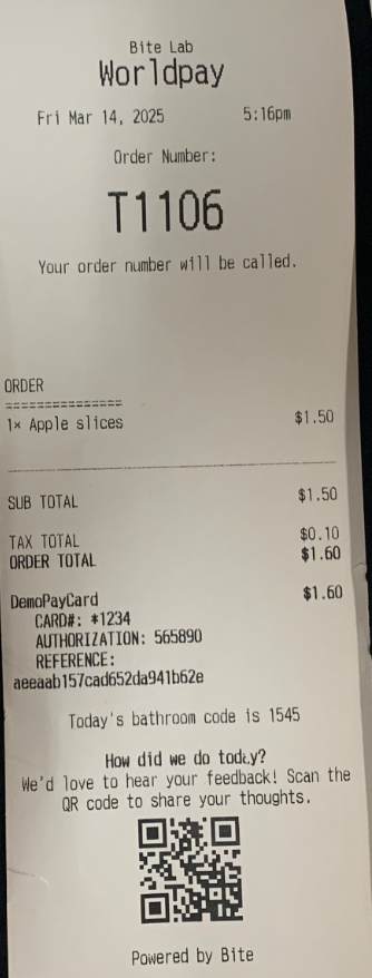 How to: Append QR Code to Printed Bite Receipt – Bite Kiosk