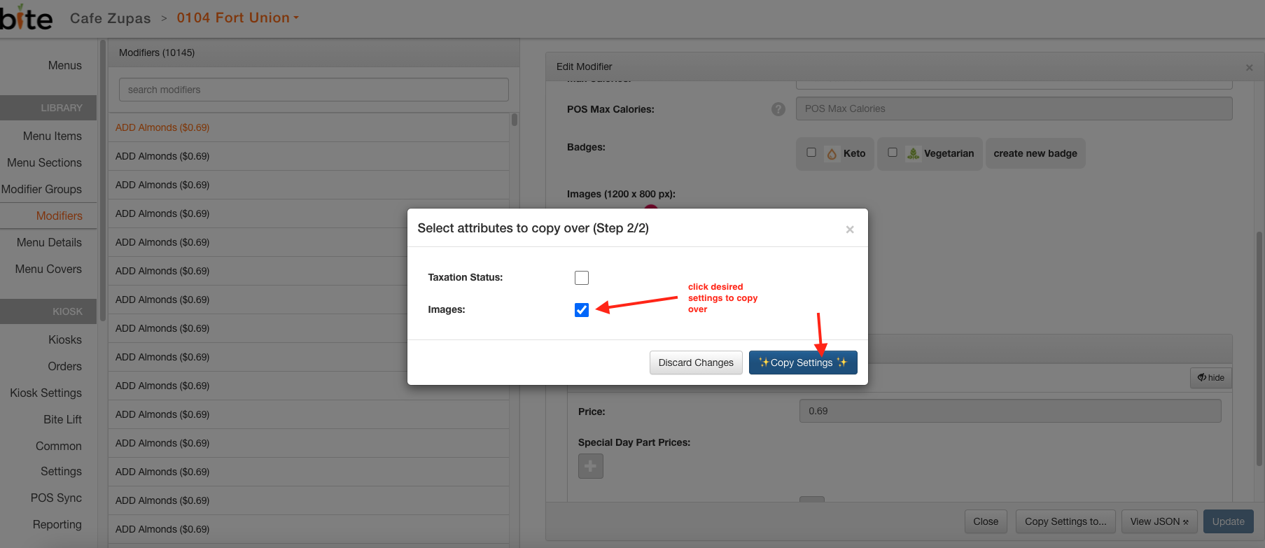 Bulk-uploading modifier images to multiple modifiers – Bite Kiosk