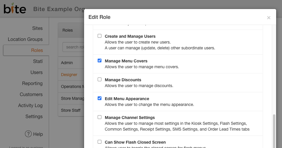 Bite Admin User Roles and Rights – Bite Kiosk